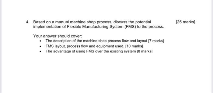 Solved 4. Based on a manual machine shop process, discuss | Chegg.com