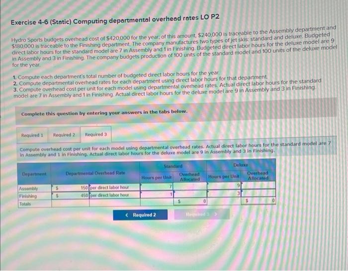 Solved Exercise 4-6 (Static) Computing departmental overhead | Chegg.com