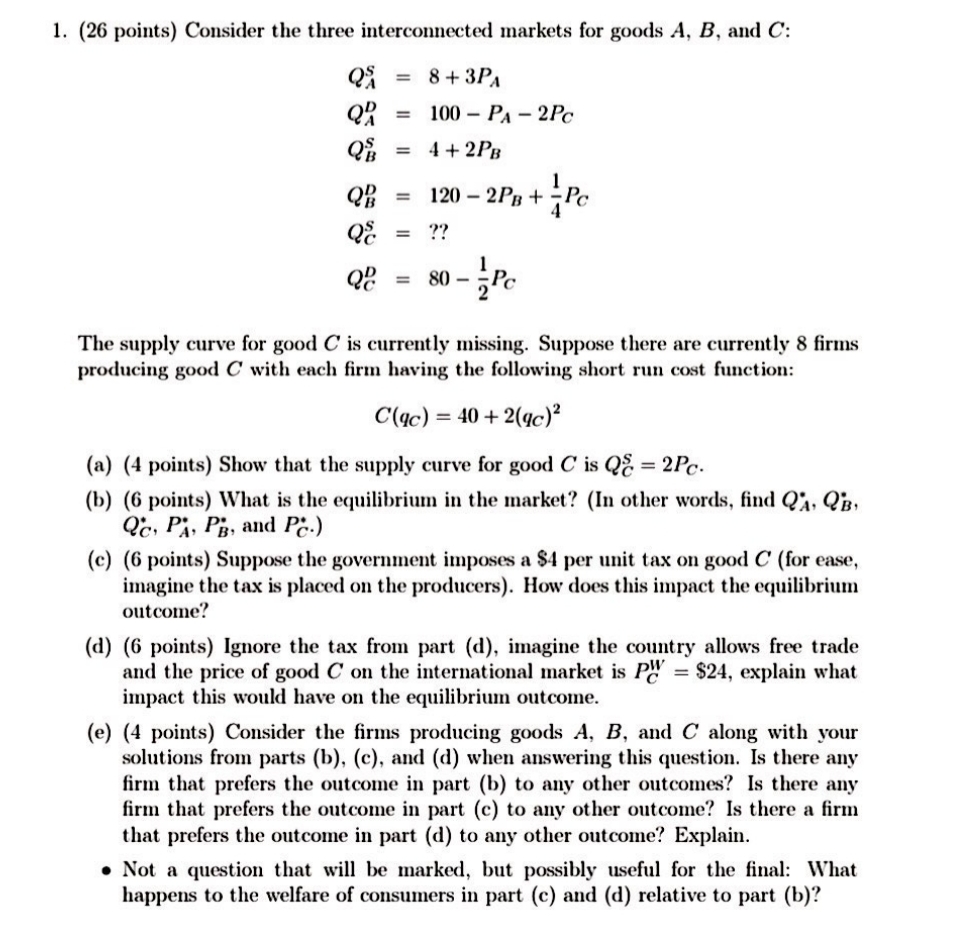 Solved (26 ﻿points) ﻿Consider the three interconnected | Chegg.com