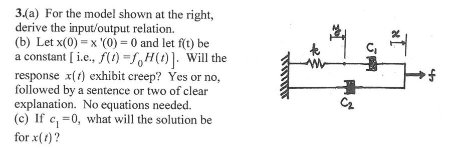 Solved 3a ﻿for The Model Shown At The Right Derive The 