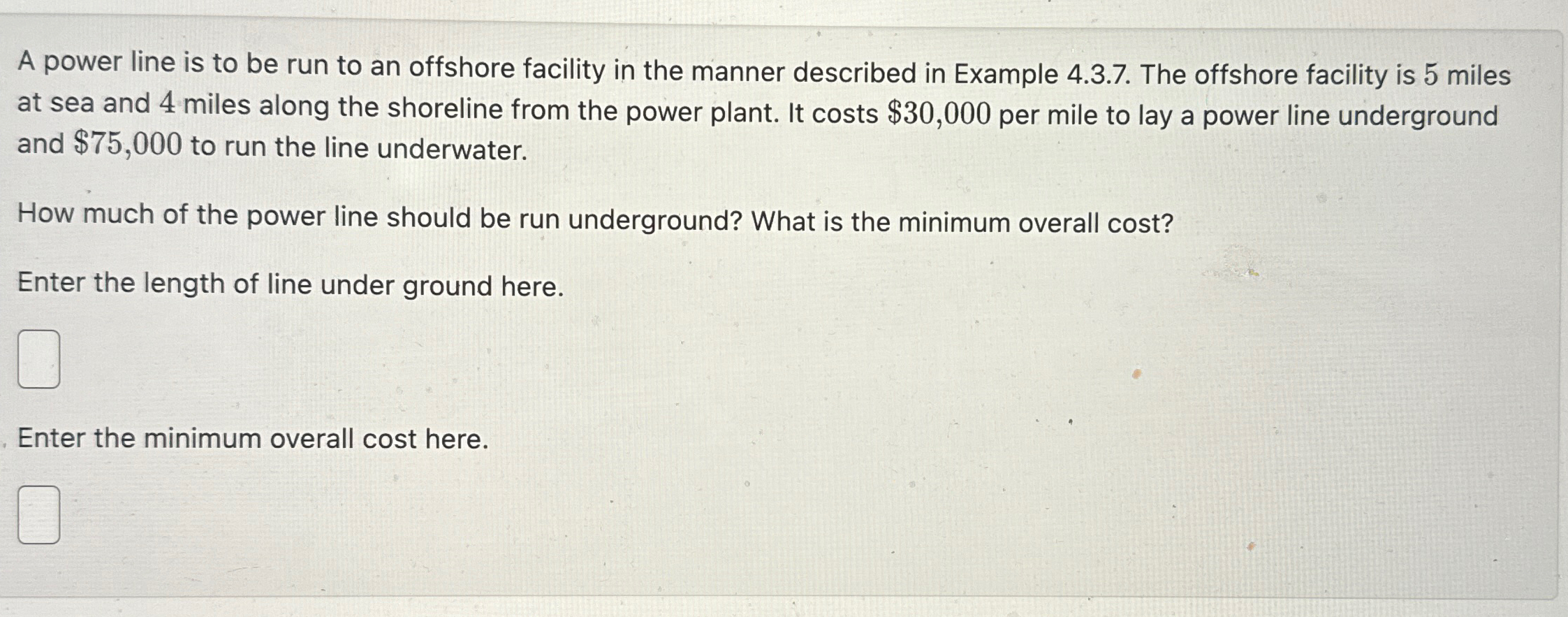 Solved A power line is to be run to an offshore facility in | Chegg.com