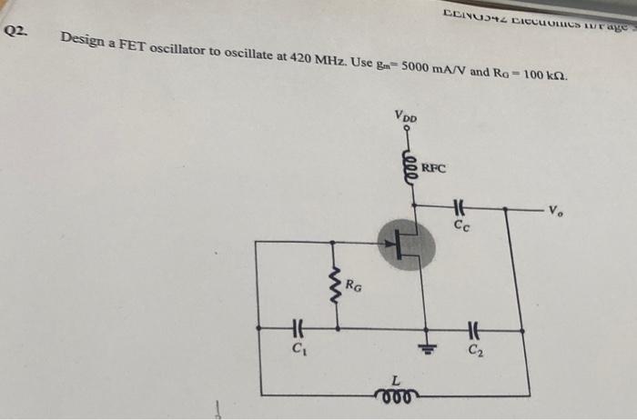 Solved Design a FET oscillator to oscillate at 420MHz. Use | Chegg.com