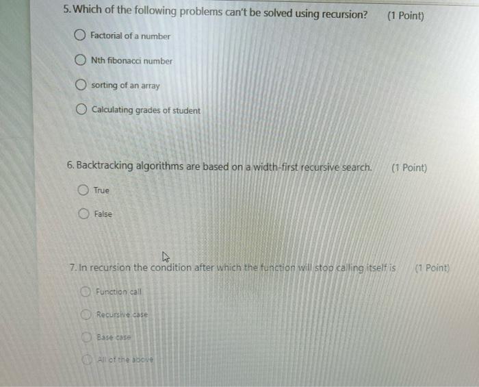 Solved 3 Recursive Algorithm Solve The Problem 1 Point In