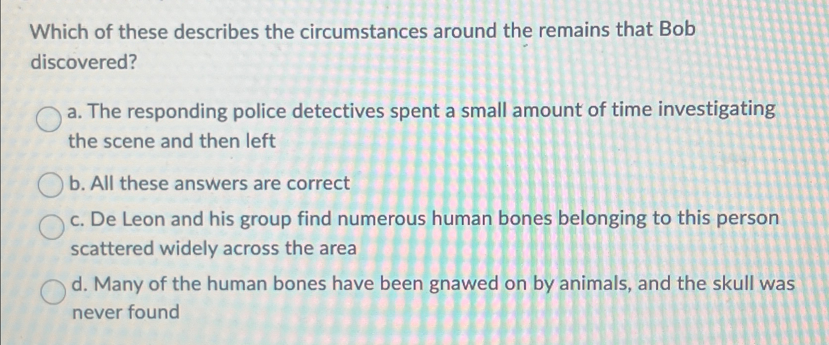 Solved Which of these describes the circumstances around the | Chegg.com