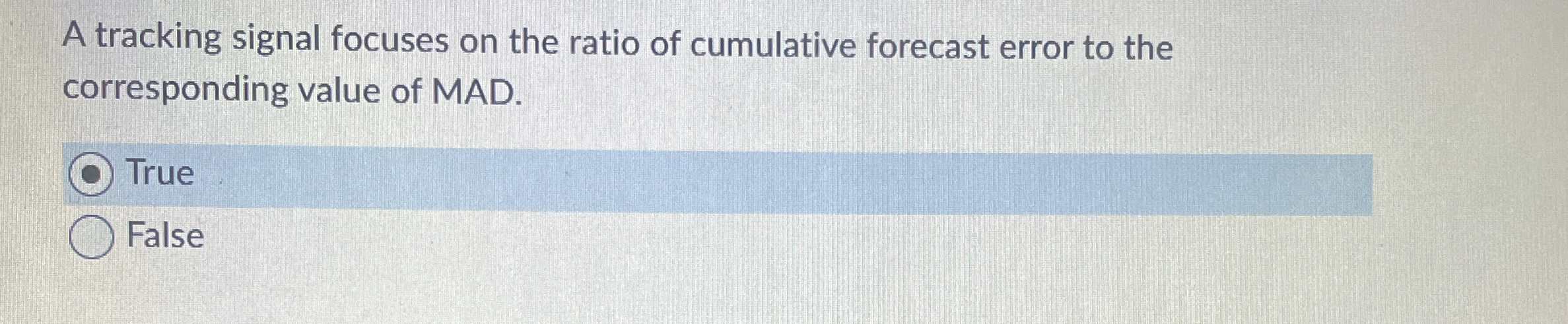 Solved A tracking signal focuses on the ratio of cumulative | Chegg.com
