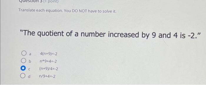3 ('1 point) Translate each equation. You DO NOT have | Chegg.com