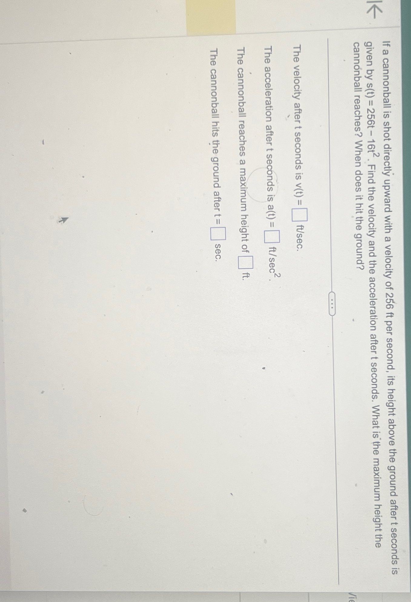 Solved If a cannonball is shot directly upward with a | Chegg.com