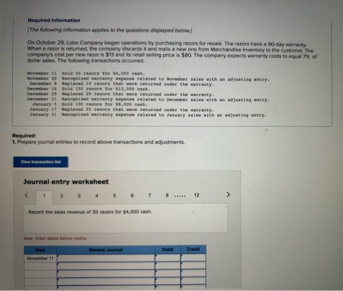 Solved Required information [The following information | Chegg.com