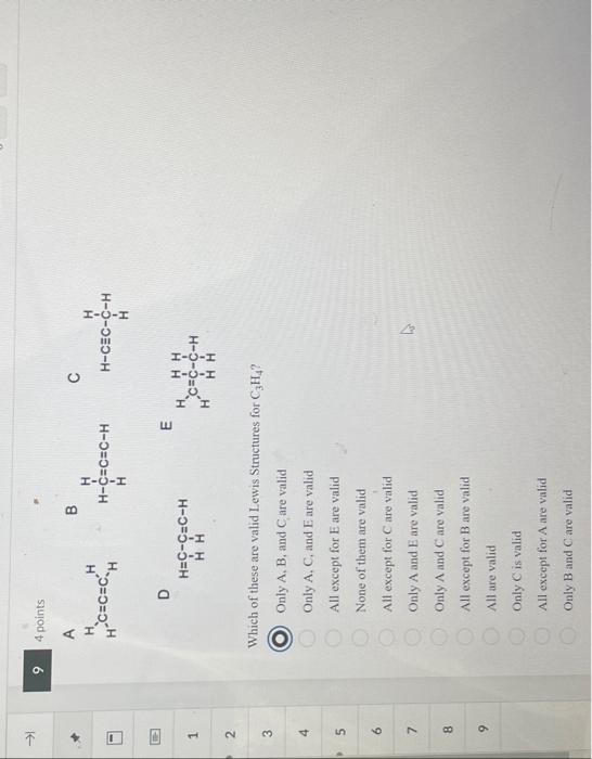 Solved A B C D E Which of these are valid Lewis Structures | Chegg.com
