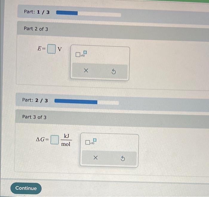 Solved Calculate E0,E, and ΔG for the following cell | Chegg.com
