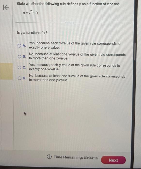 Solved State whether the following rule defines y as a | Chegg.com