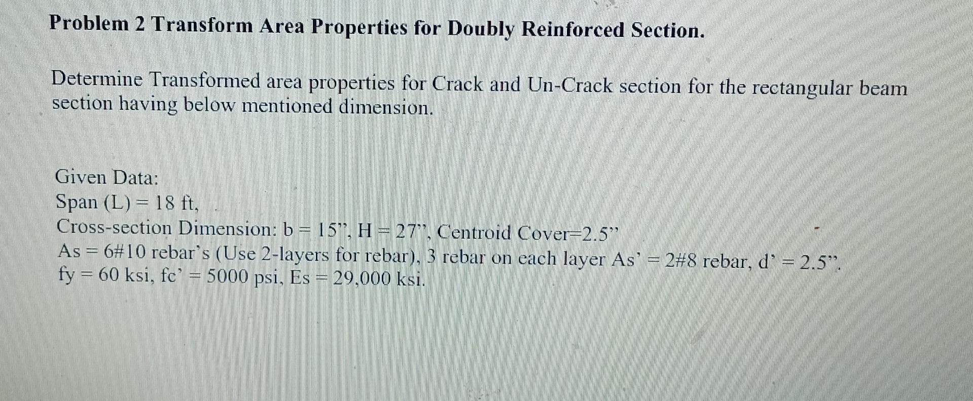 Solved Problem 2 Transform Area Properties for Doubly | Chegg.com