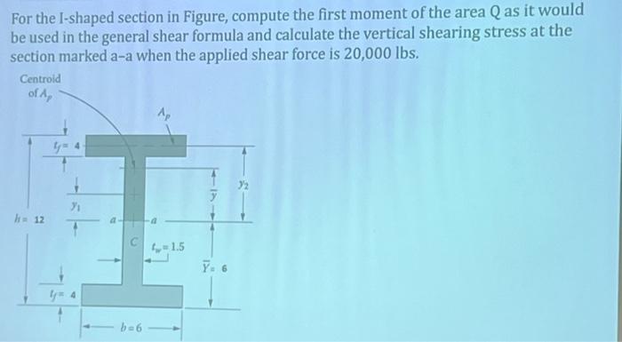 Solved For the I-shaped section in Figure, compute the first | Chegg.com