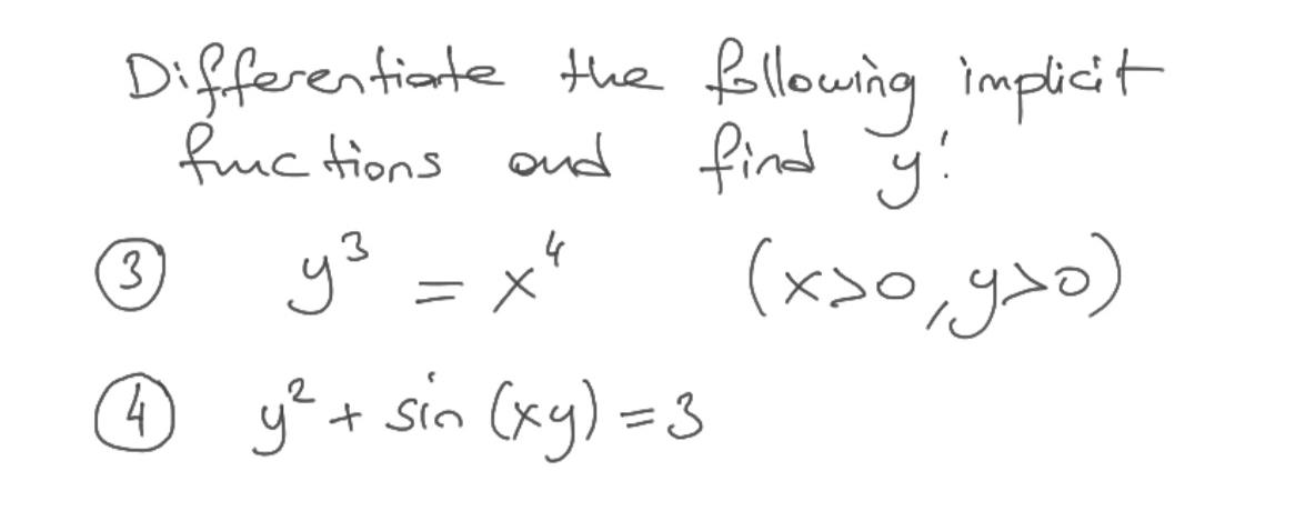 Solved Differentiate the following implicit fuctions and | Chegg.com