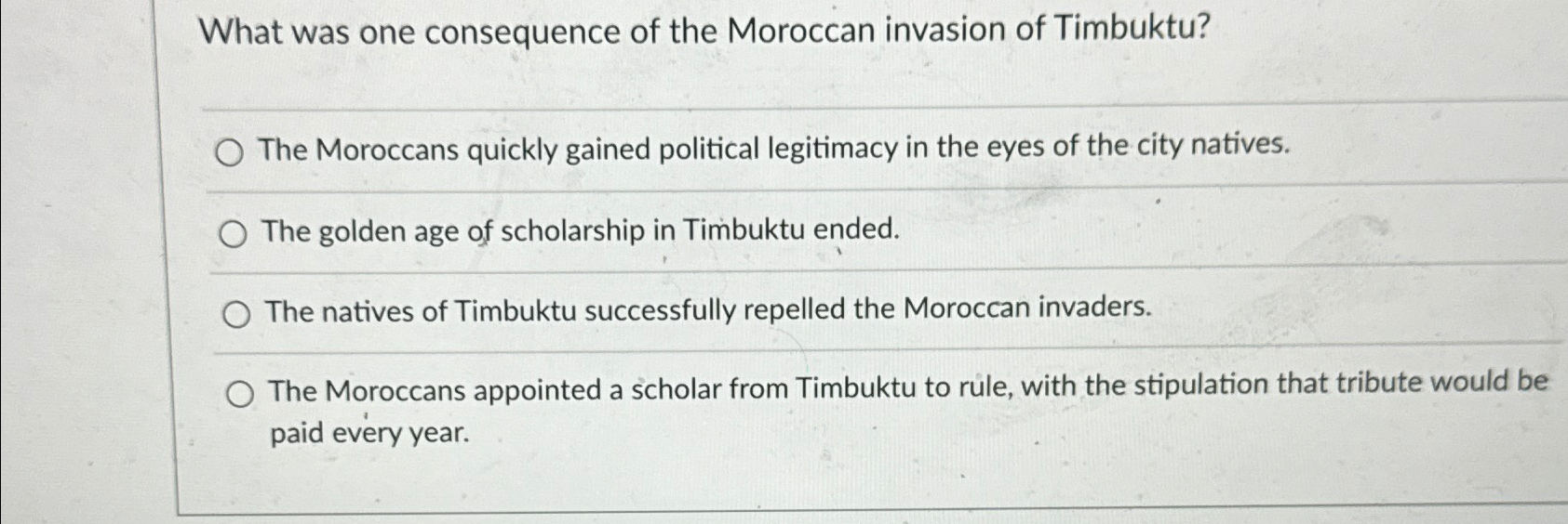 Solved What was one consequence of the Moroccan invasion of | Chegg.com