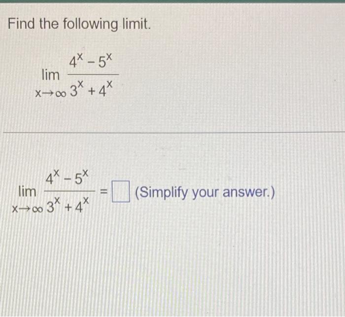 Solved Find the following limit. | Chegg.com