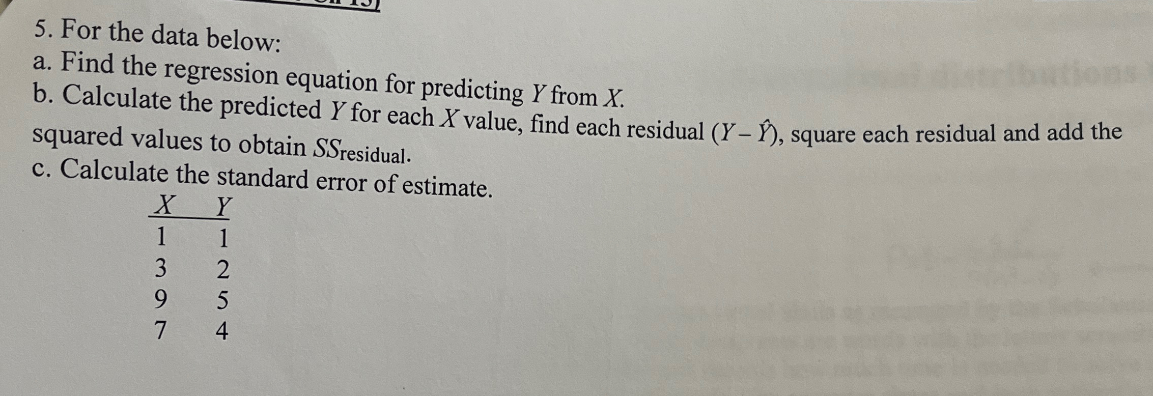 Solved For the data below:a. ﻿Find the regression equation | Chegg.com
