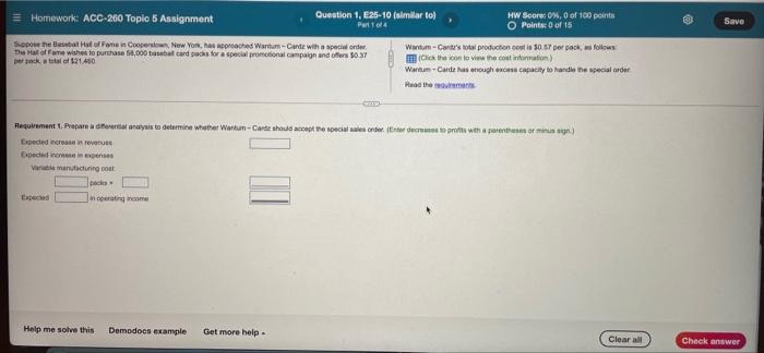 Solved Save Homework Acc 260 Topic 5 Assignment Question 1