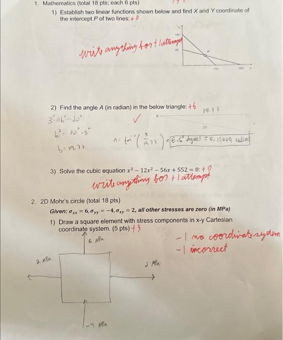 Solved 1. Mathematics (total 18 pts; each 6pts ) 1) | Chegg.com