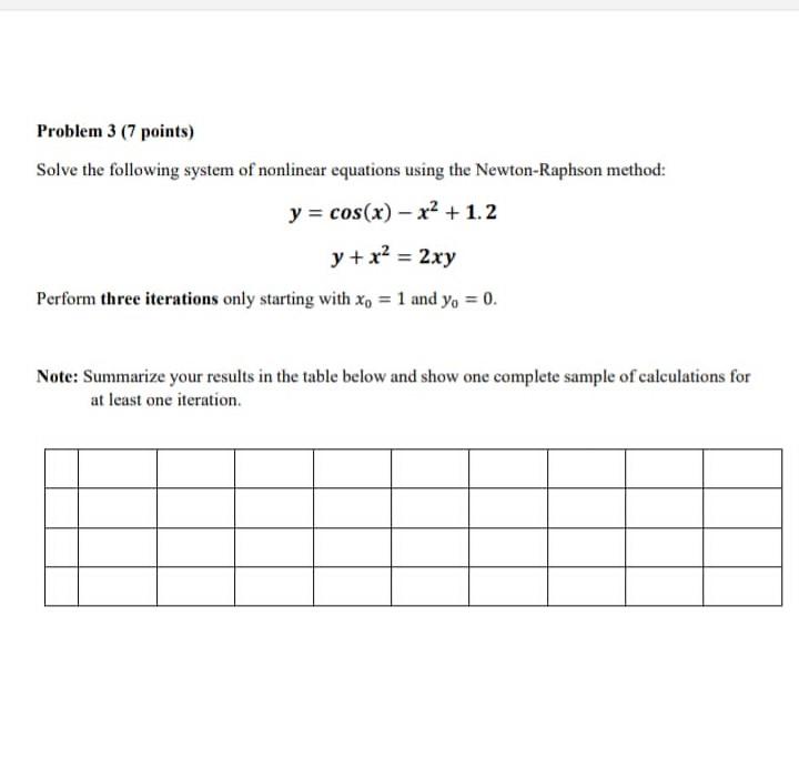 Solved Problem 3 (7 points) Solve the following system of | Chegg.com