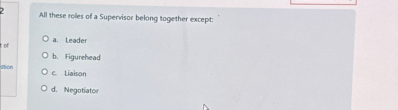 Solved All these roles of a Supervisor belong together | Chegg.com