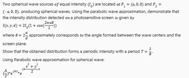 Solved Two spherical wave sources of equal intensity (I0) | Chegg.com