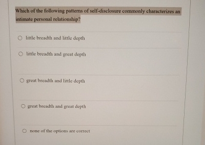 Which of the following patterns of self-disclosure | Chegg.com