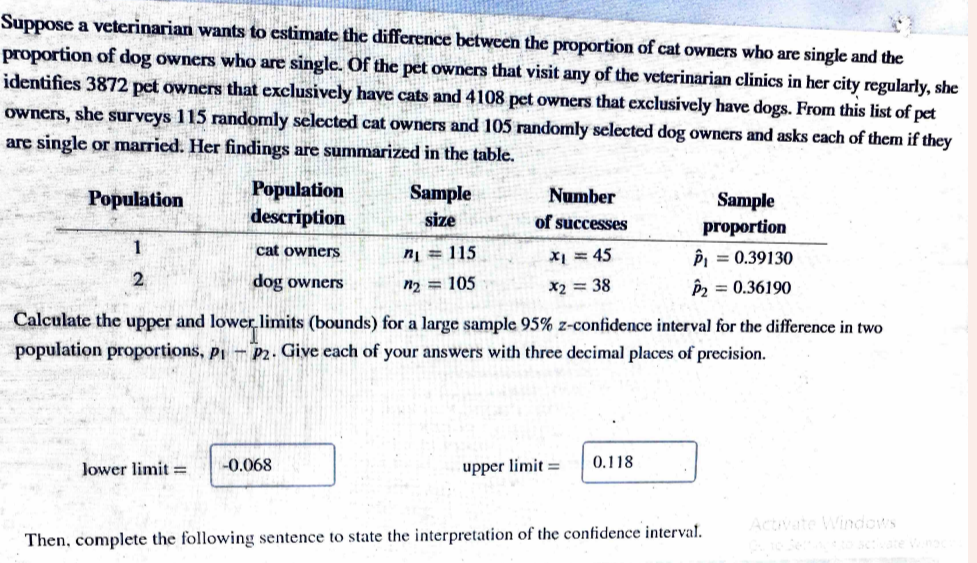 Solved Suppose a veterinarian wants to estimate the | Chegg.com