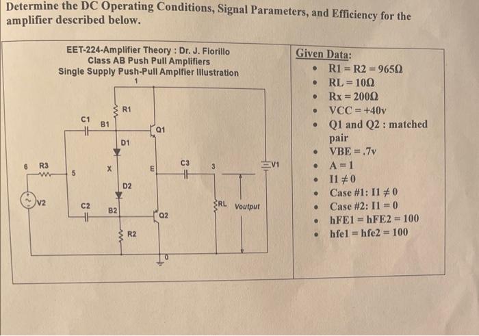 Determine the DC Operating Conditions, Signal | Chegg.com