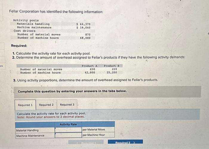 Solved Fellar Corporation has identified the following | Chegg.com