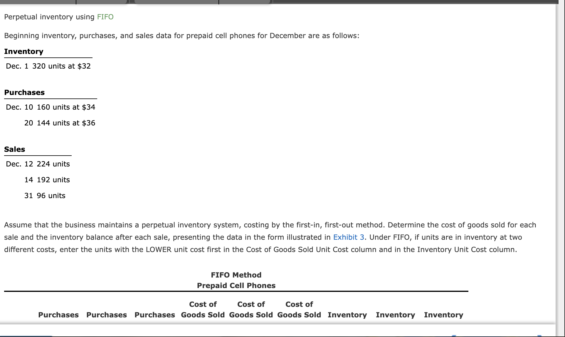 Solved FIFO MethodPrepaid Cell PhonesCost of Cost of Cost | Chegg.com