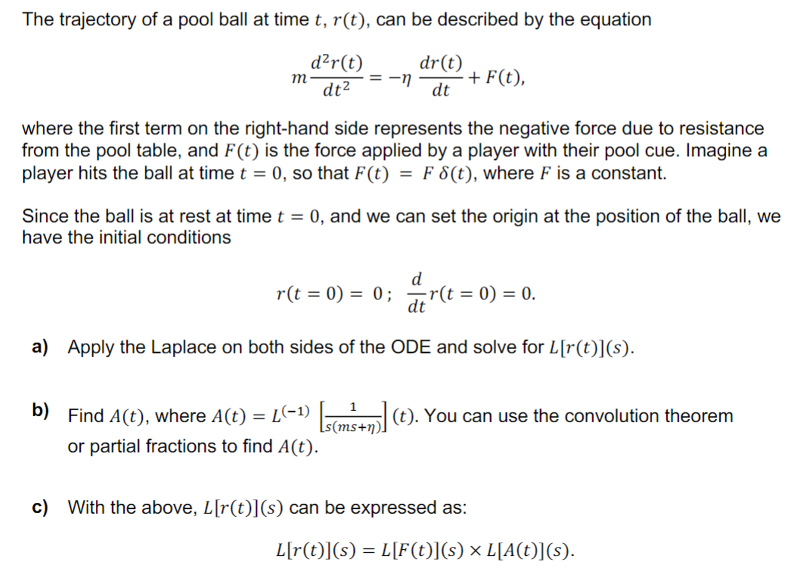 Solved The trajectory of a pool ball at time t,r(t), ﻿can be | Chegg.com