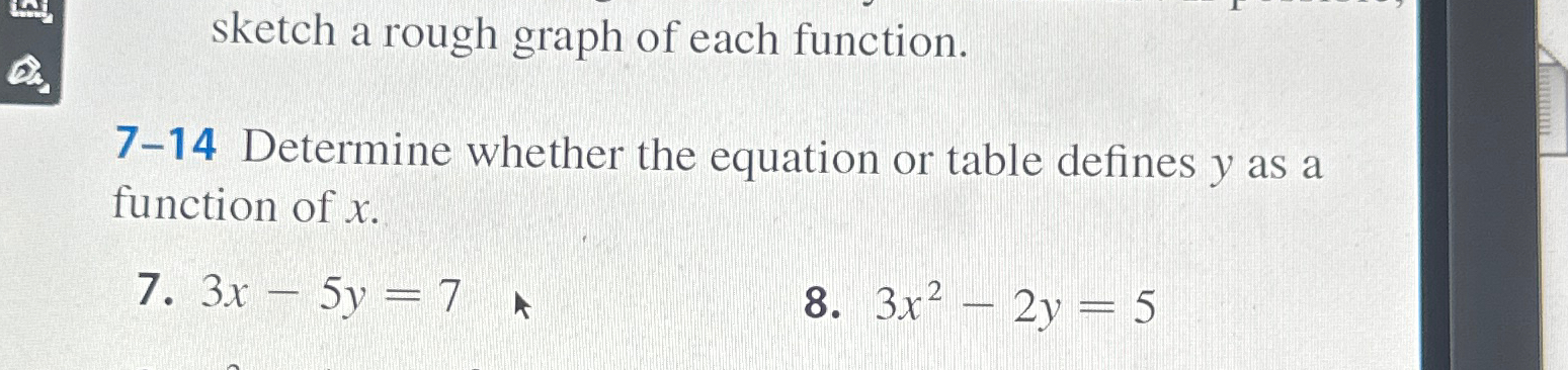 Solved Determine Whether The Equation Or Table Defines Y ﻿as