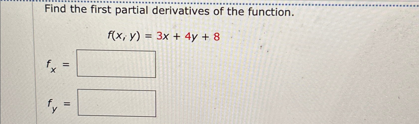 Solved Find the first partial derivatives of the | Chegg.com