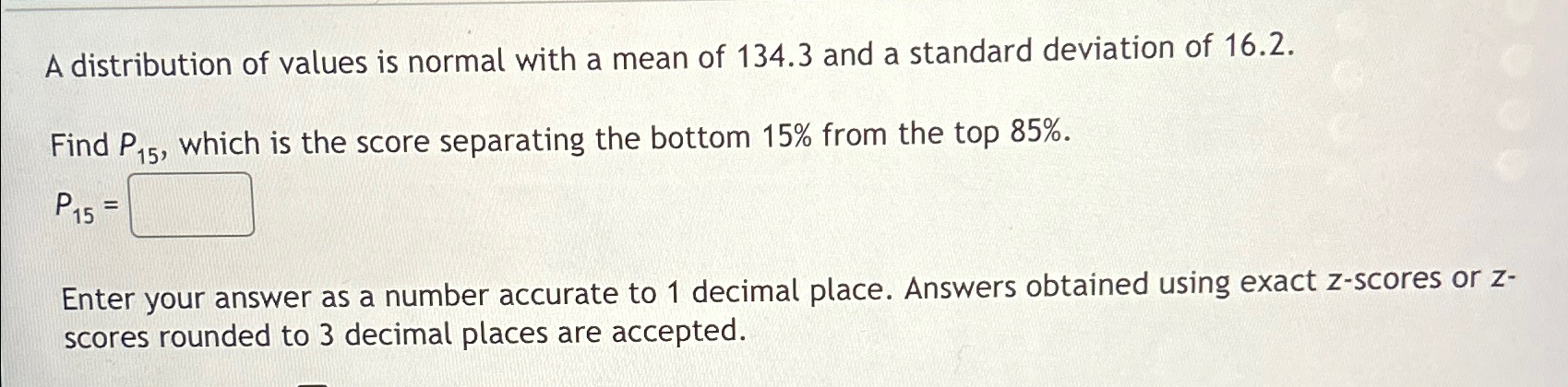 Solved A distribution of values is normal with a mean of | Chegg.com