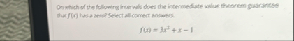 Solved On which of the following intervals does the | Chegg.com