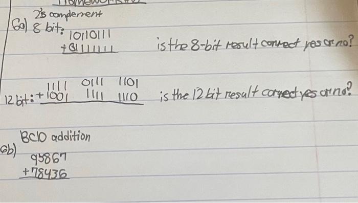 Solved 25 complement Ga) 8 bit: 12 bit: Gb) 10110111 | Chegg.com