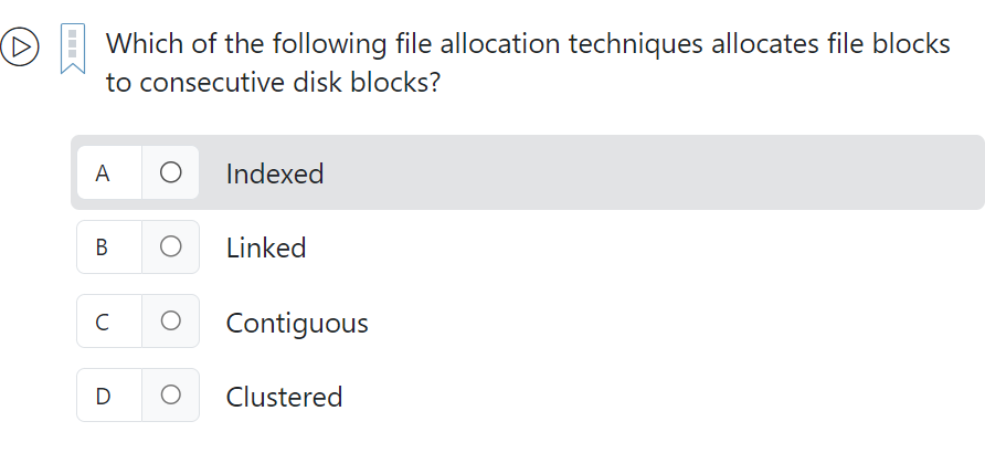 Solved (D) ﻿Which of the following file allocation | Chegg.com