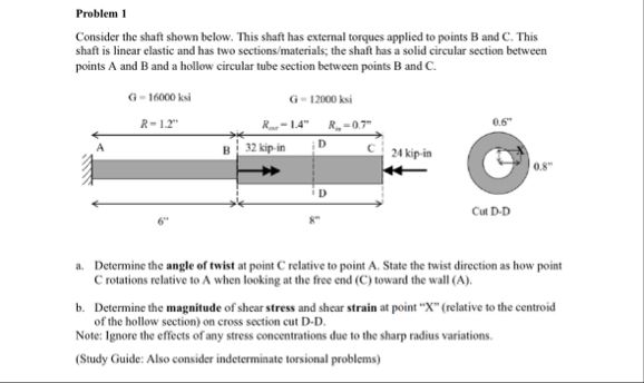 Solved Problem 1Consider the shaft shown below. This shaft | Chegg.com