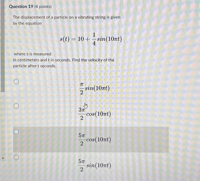 Solved The displacement of a particle on a vibrating string | Chegg.com