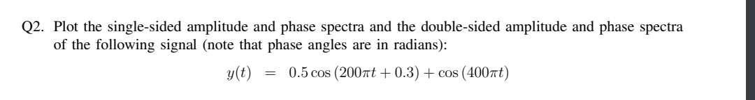 Solved 2. Plot the single-sided amplitude and phase spectra | Chegg.com