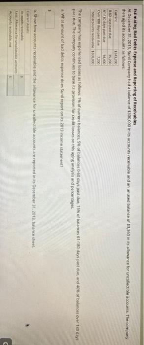 Solved Estimating Bad Debts Expense and Reporting of | Chegg.com