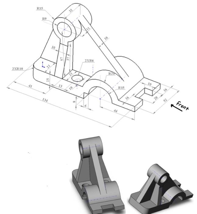 Solved Draw front view, left side view (draw Full Section) | Chegg.com