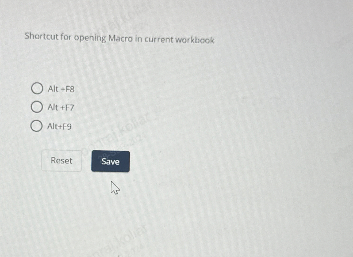 Solved Shortcut for opening Macro in current workbookAlt + | Chegg.com