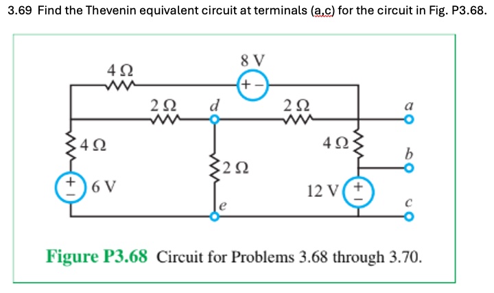 Solved 3.69 ﻿Find the Thevenin equivalent circuit at | Chegg.com