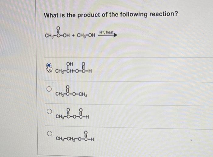 Solved What is the product of the following reaction? | Chegg.com