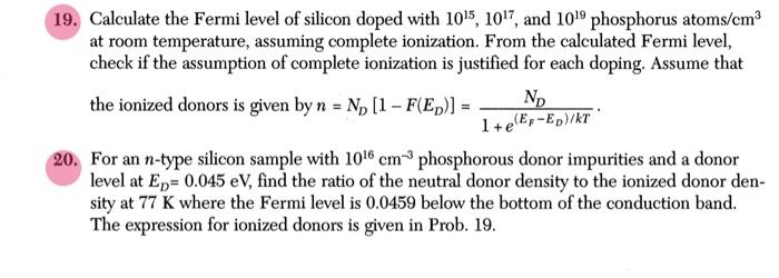 Solved 9. Calculate the Fermi level of silicon doped with | Chegg.com
