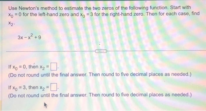 Solved Use Newton's method to estimate the two zeros of the | Chegg.com