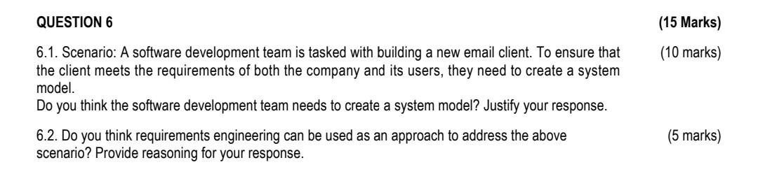 Solved QUESTION 6 (15 Marks) 6.1. Scenario: A software | Chegg.com