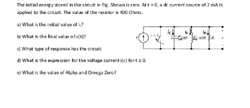 Solved The initial energy stored in the circuit in Fig. | Chegg.com